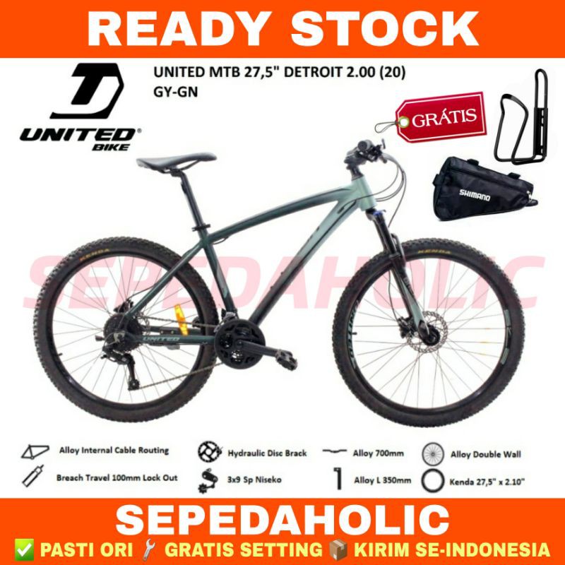Jual Sepeda Gunung MTB UNITED DETROIT 2.0 2.00 Ukuran 27.5 Inch 27 ...