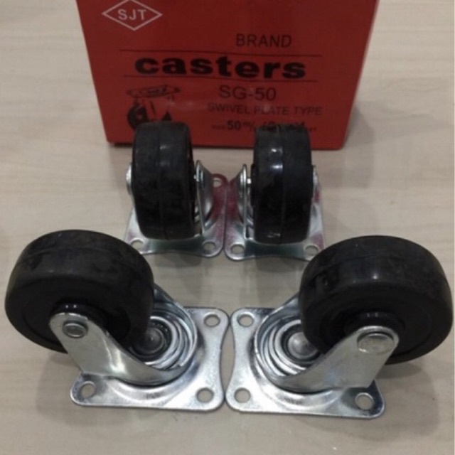 Jual HARGA 1 buah ) roda 2”HH Roda karet hitam hidup putar 2"inchi ...