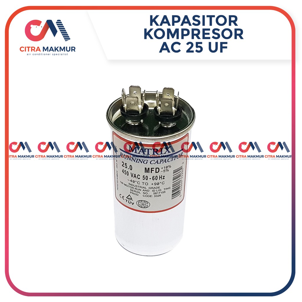 Jual Kapasitor AC 25 uF Capasitor Air Conditioner Kompresor Compresor ...
