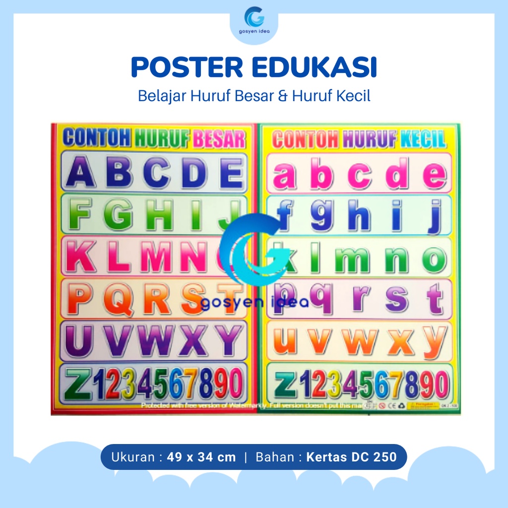 Jual Poster Dinding Edukasi Pendidikan Anak Belajar Gambar ABC Abjad ...