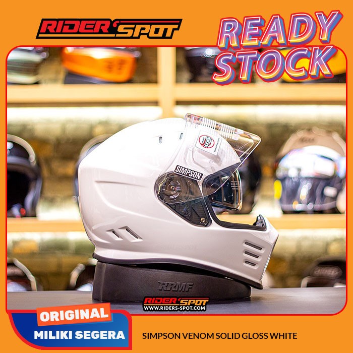 Jual Helm Motor SIMPSON Venom Solid Gloss White Full Face Helmet ...