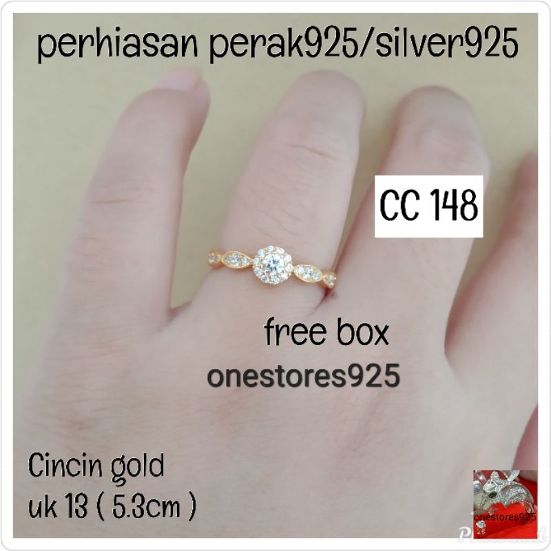 Jual Cincin Perak Asli Silver 925 Lapis Emas Kuning cc148 | Shopee ...