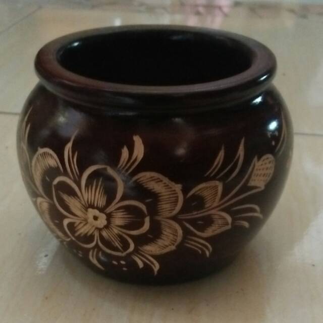 Jual fas pot bunga meja dari kayu jati motif cukit | Shopee Indonesia