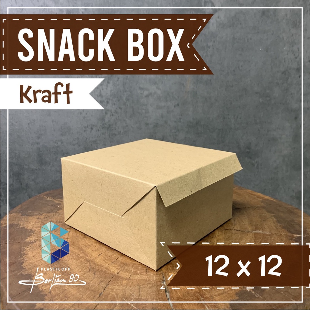 Jual ISI 50 PCS DUS KUE/BOX SNACK 12x12 KRAFT POLOS COKLAT PREMIUM ...
