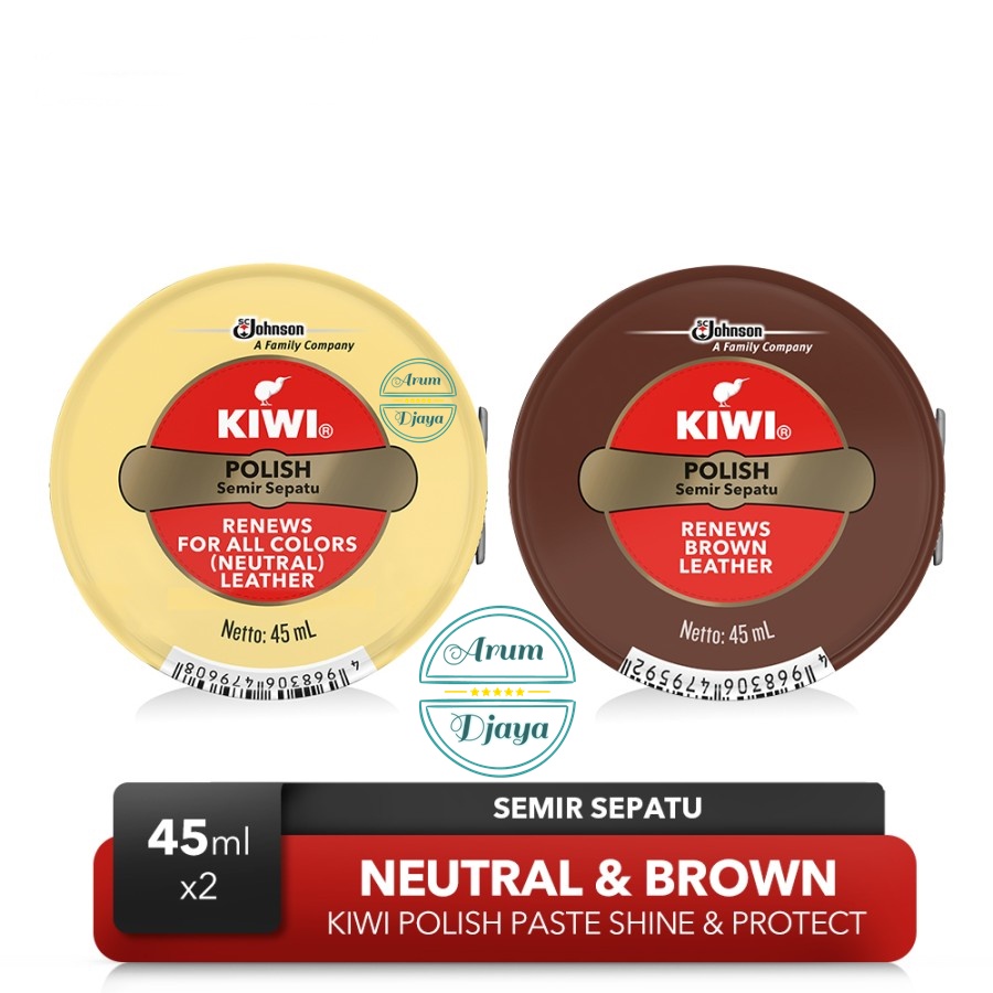 Jual Kiwi Semir Sepatu Kiwi Paste SP Shoe Polish Brown 45mL + Neutral 45mL | Shopee Indonesia