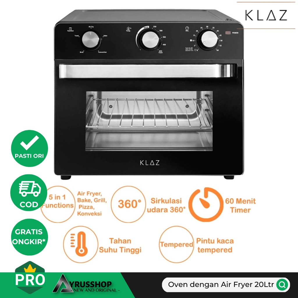 Jual KLAZ Electric Oven AIR FRYER 5in1 Grill-Fryer-Bake-Pizza-Convection | Shopee Indonesia