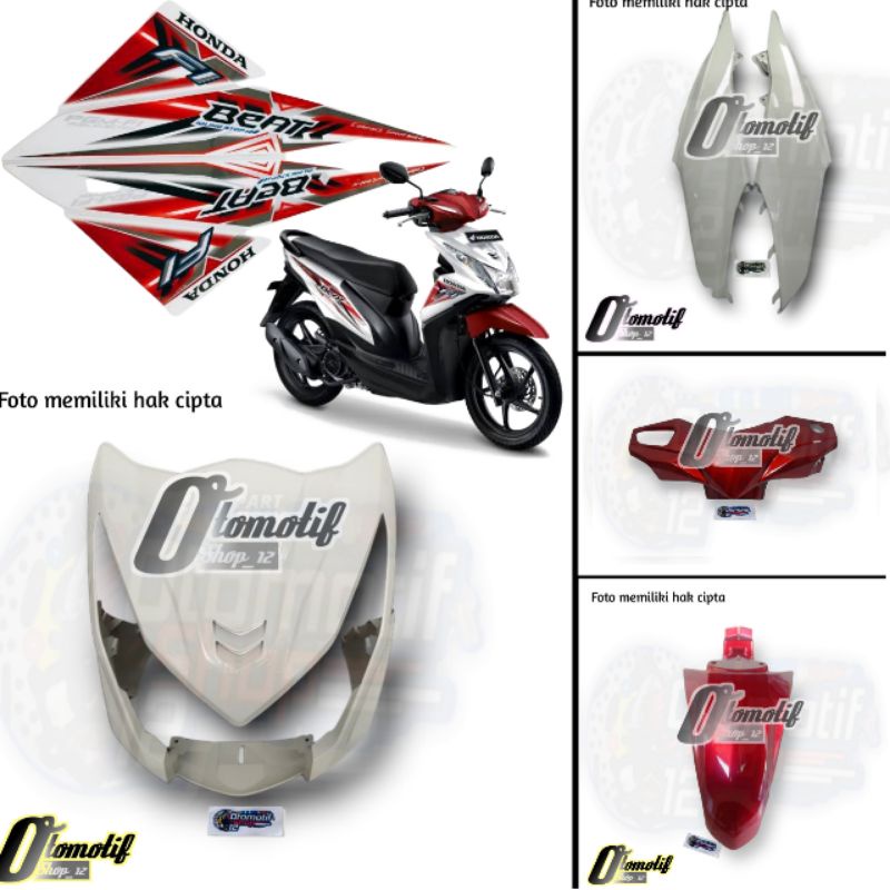 Jual Cover body alus honda beat fi 2013-2016 merah putih dan striping ...