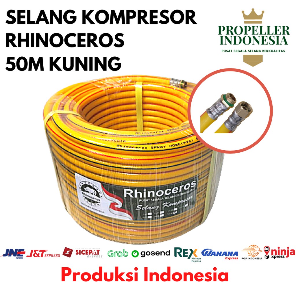 Jual Selang Paket Kompresor Kuning RHINOCEROS 50M hose Selang Kompresor ...