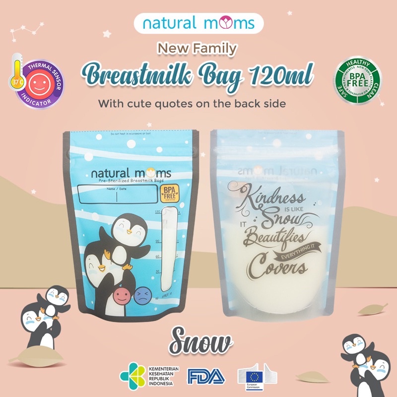 Jual BARU)# NATURAL MOMS Mom Kantung Kantong ASI Susu Breast Milk Bag ...