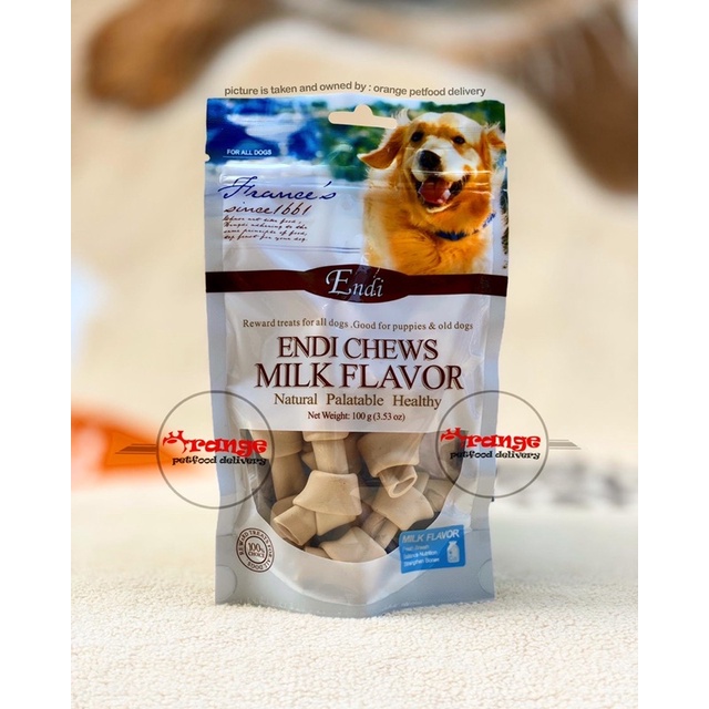 Jual endi chews milk flavor bones 100 gr dog treats snack cemilan ...