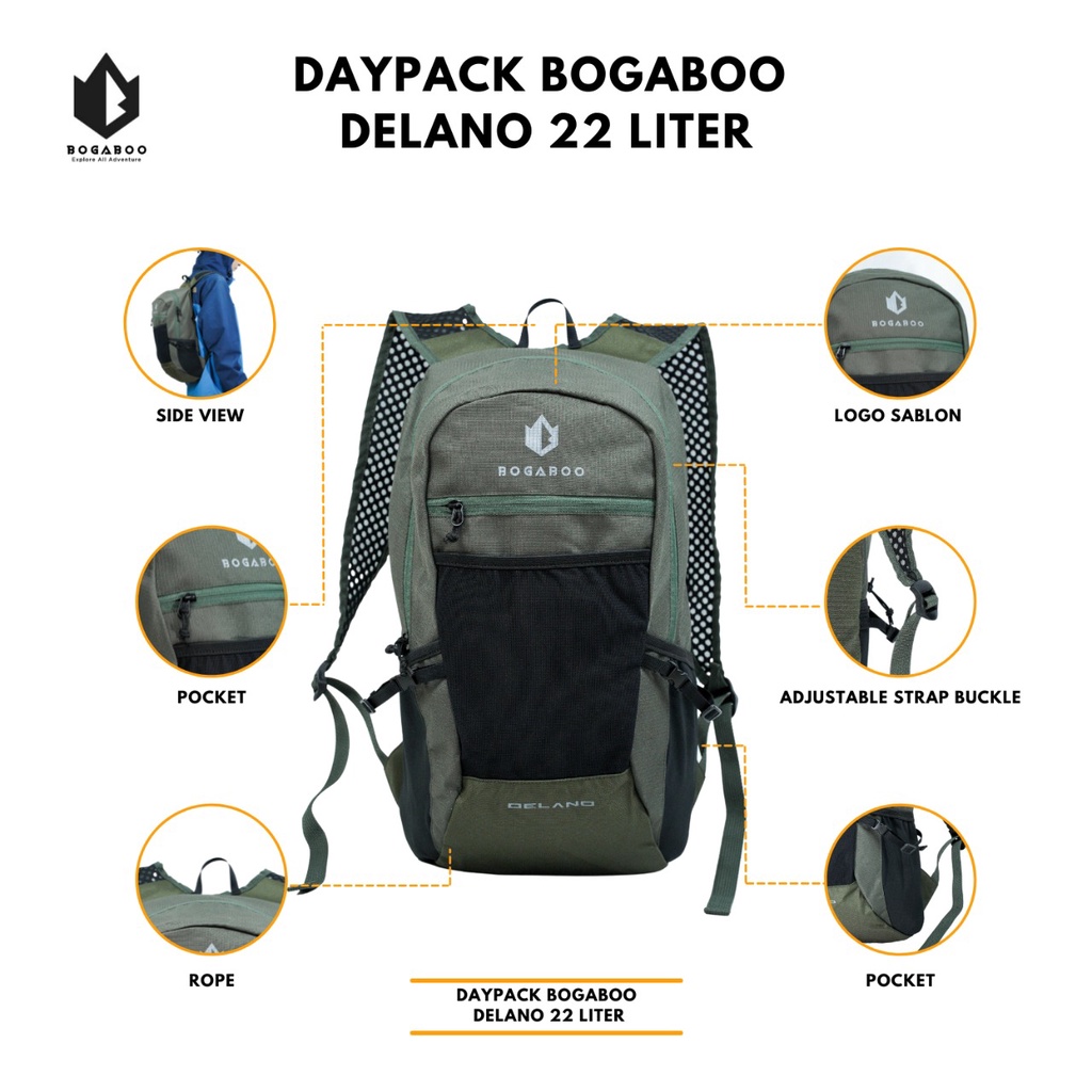 Jual COD Tas daypack bogaboo delano 22 L - tas sekolah - tas summit - daypack summit -tas ...