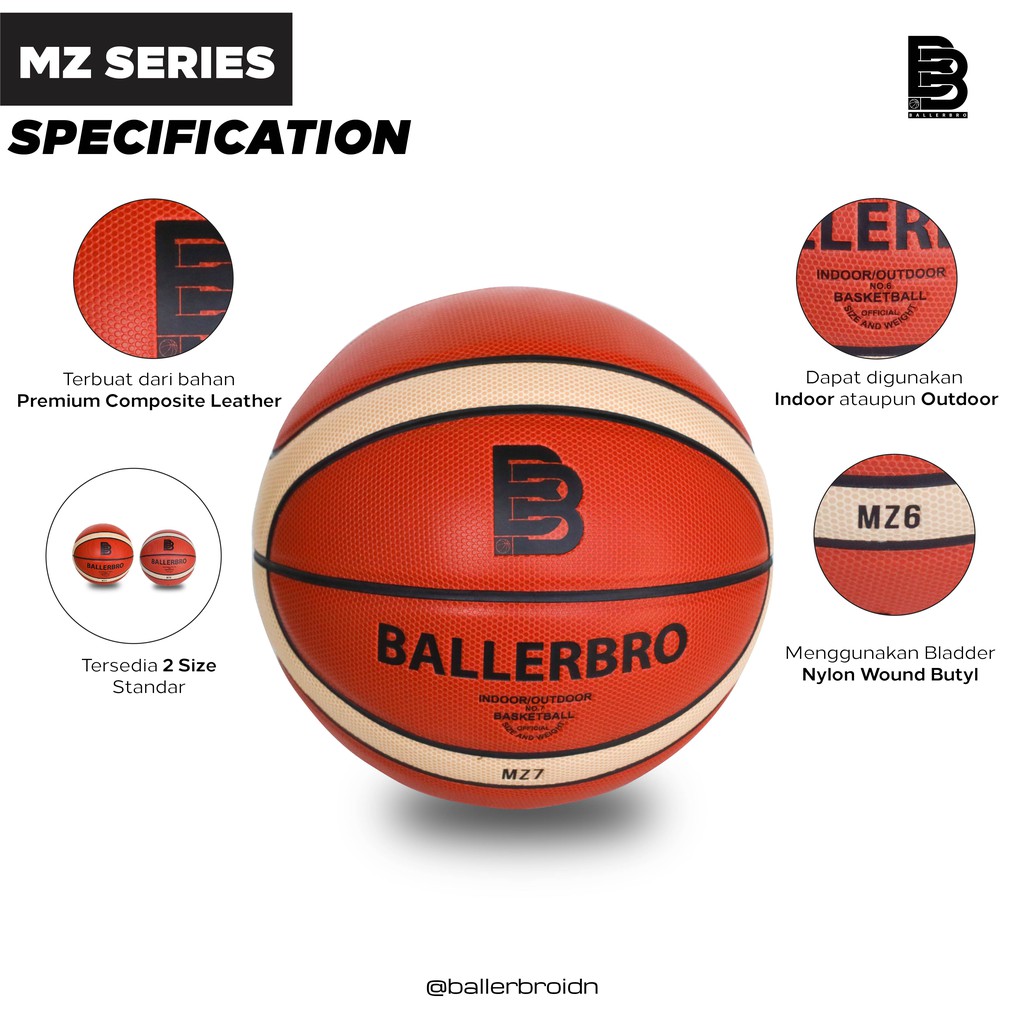 Jual Bola Basket Ballerbro MZ7 (Leather) | Shopee Indonesia