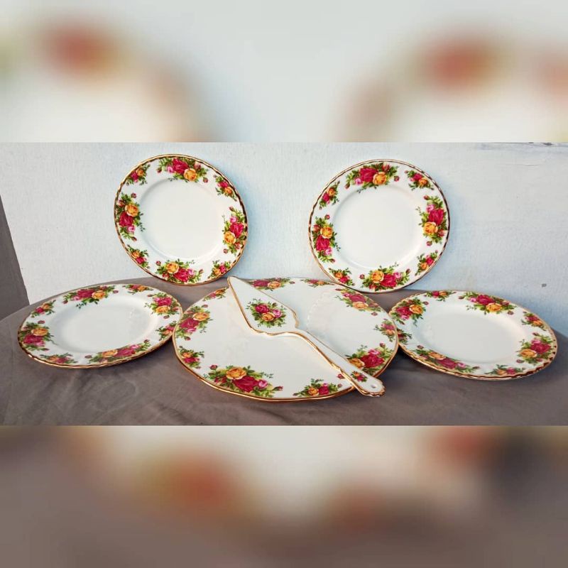 Jual Royal Albert Old Country Rose-cake server | Shopee Indonesia