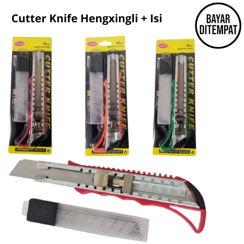Jual BWDO Cutter Knife Hengxingli Plus Isi Mata Pisau Besi 18mm Tajam ...