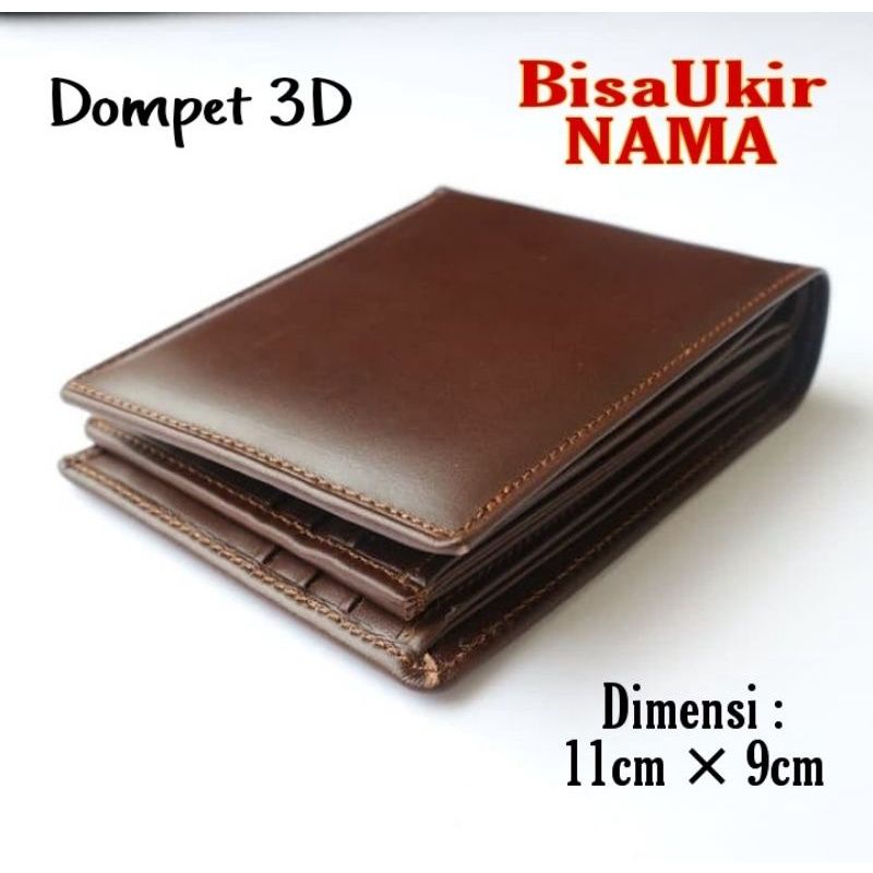 Jual Dompet Kulit Pria Lipat 3D 100% Original Kulit Sapi Extra Slot ...