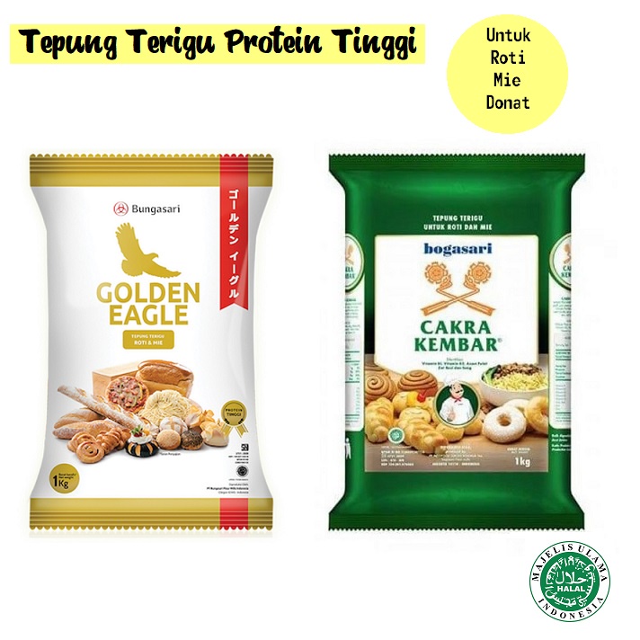 Jual TEPUNG TERIGU PROTEIN TINGGI 1kg / TEPUNG UNTUK ROTI MIE DONAT ...