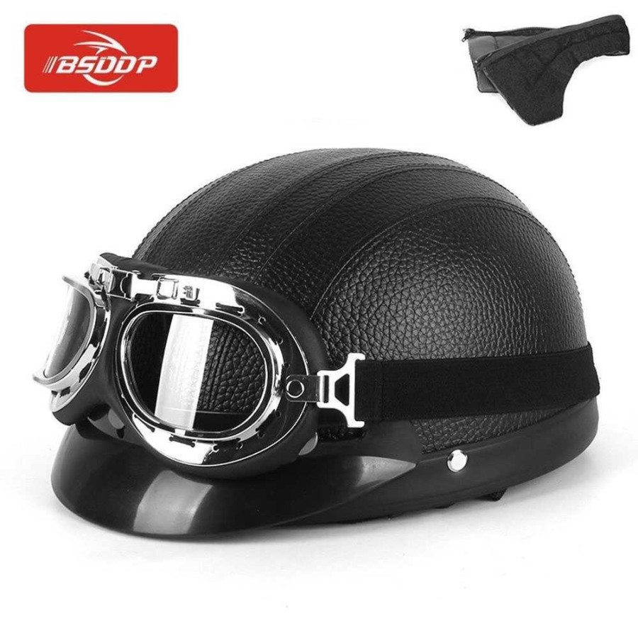 Jual Helm Catok Retro HELM Sepeda Motor KLASIK dengan kacamata Goggle ...