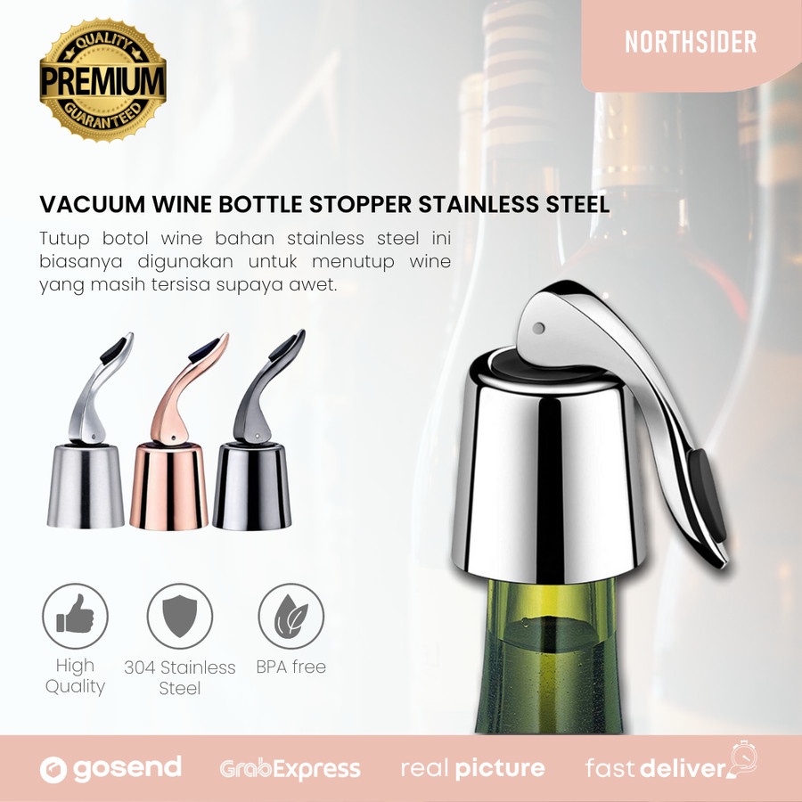 Jual Tutup botol wine | vacuum wine bottle stopper stainless steel ...