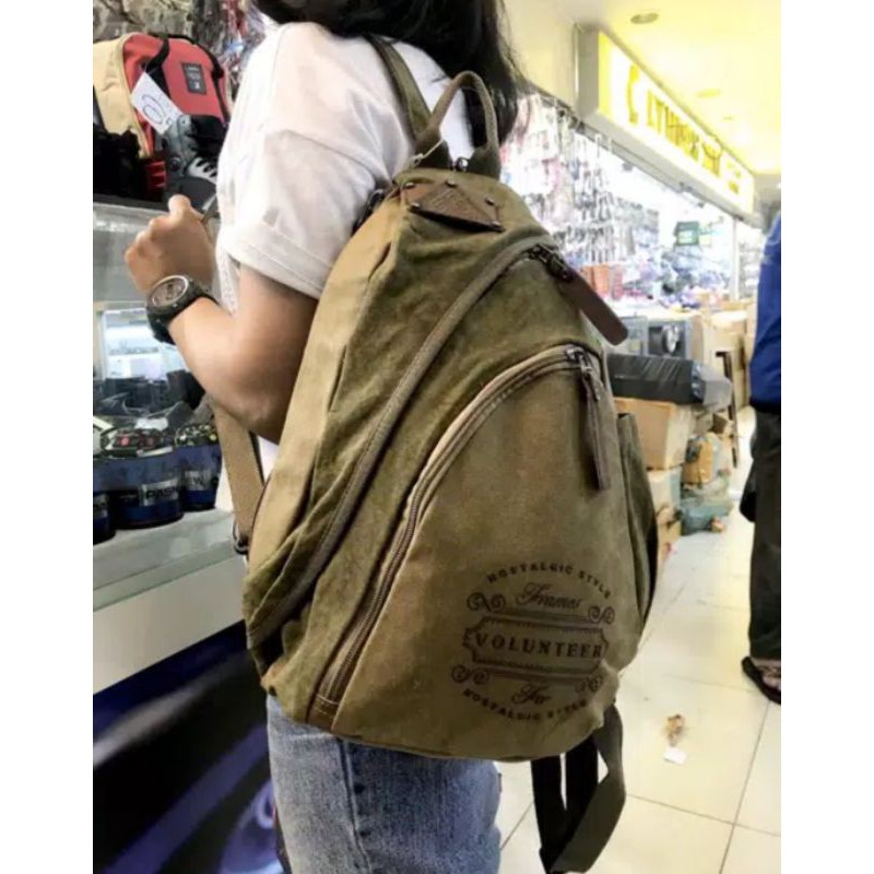 Jual Tas Ransel Kanvas Volunteer | Shopee Indonesia