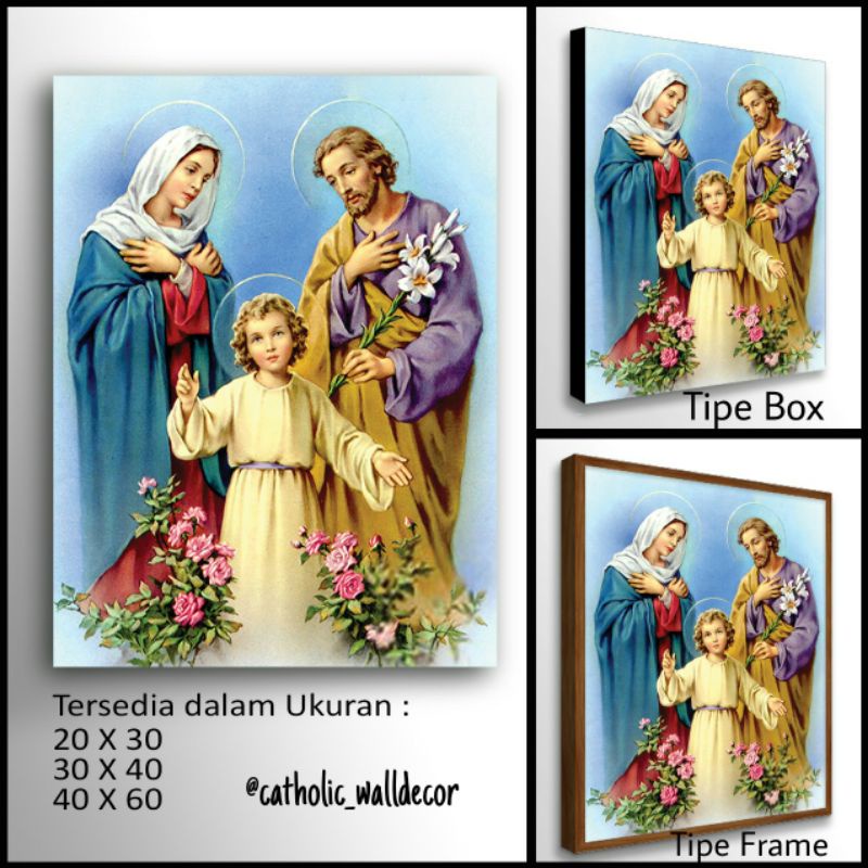 Jual Hiasan dinding Kristen Katolik Keluarga Kudus 30x40cm poster ...