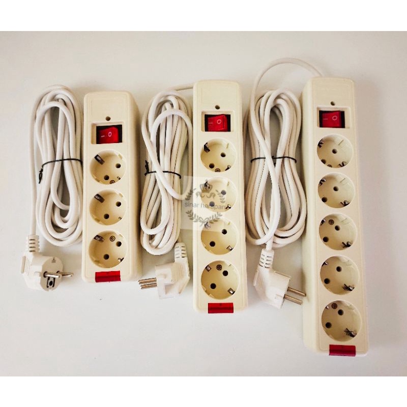 Jual colokan listrik 3/4/5lubang+ kabel 1.5 dan 3meter/ stop kontak ...