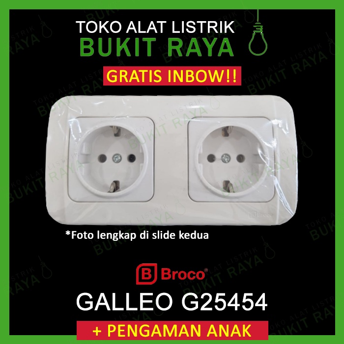 Jual G25454 Broco Galleo Double Stop Kontak 2 Gang CP dengan Pengaman ...