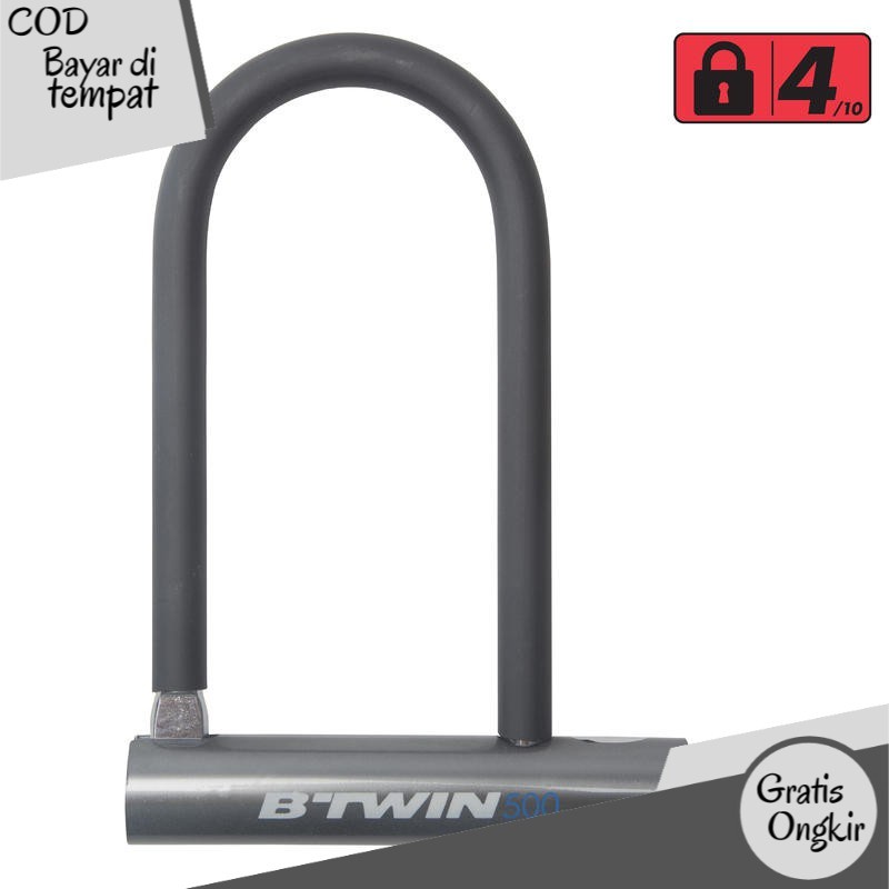Jual Decathlon Btwin U Lock Bike Lock 500 U Black - 8342034 TN2 ...
