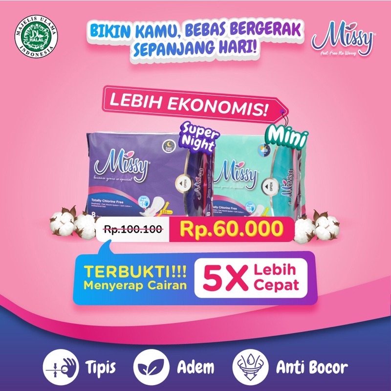 Jual paket hemat pembalut MISSY ( super night & mini ) | Shopee Indonesia Jual paket hemat pembalut MISSY ( super night & mini ) | Shopee Indonesia