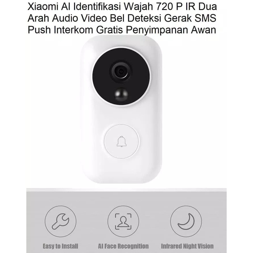 Jual Bel Pintu dengan kamera 2 arah Xiaomi Mijia AIface Identification 720P | Shopee Indonesia