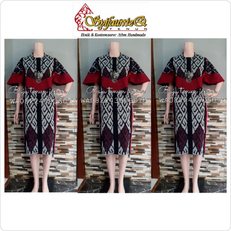 Jual Dress pesta baju tenun pesta etnik bangsawan baju tenun jepara DTB122 | Shopee Indonesia