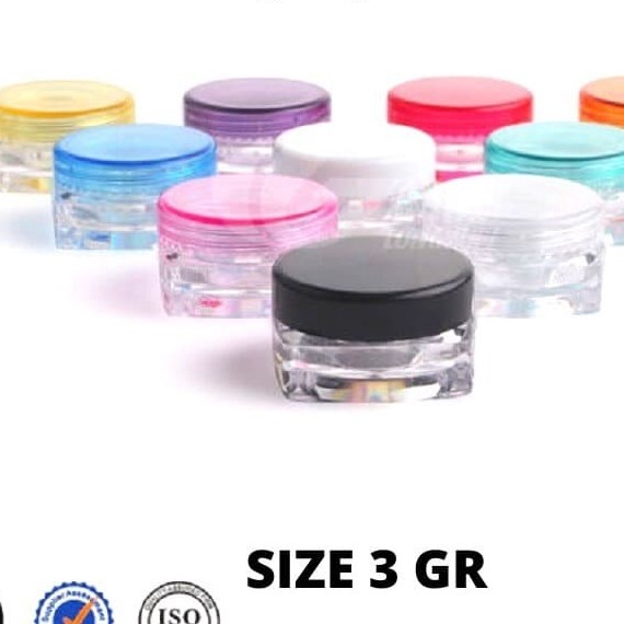 Jual pot krim jar Kotak tutup bulat Share Jar 3 g - Hitam/bening ...