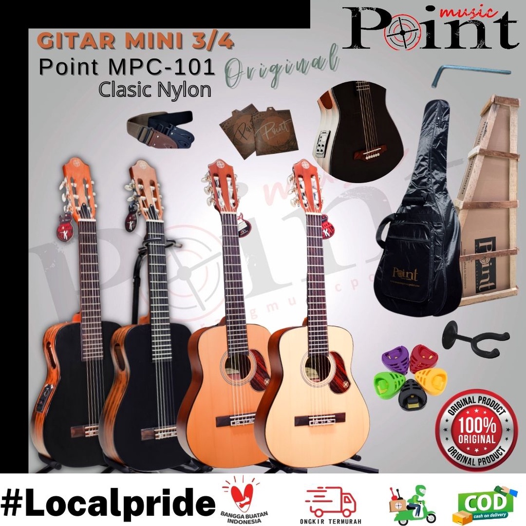Jual Gitar Junior mini 3/4 clasic nylon akustik dan akustik elektrik Original Point MPC-101 ...