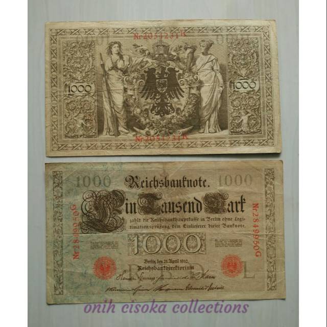 Jual Uang kertas kuno 1000 Mark tahun 1910 JERMAN ASLI | Shopee Indonesia