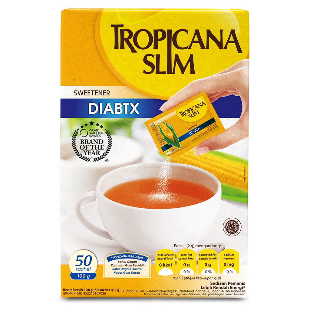 Jual TROPICANA SLIM Sweetener Diabtx 100gr 50 sachet pengganti gula ...