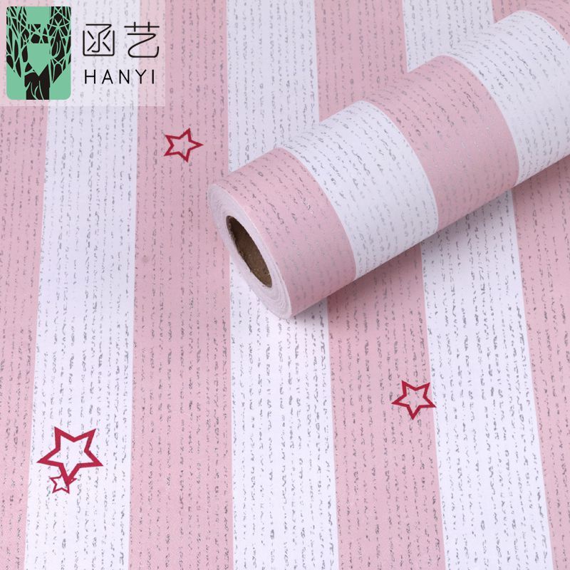 Jual Wallpaper Dinding Sticker Dinding Pink Bintang Garis Salur Elegan | Shopee Indonesia