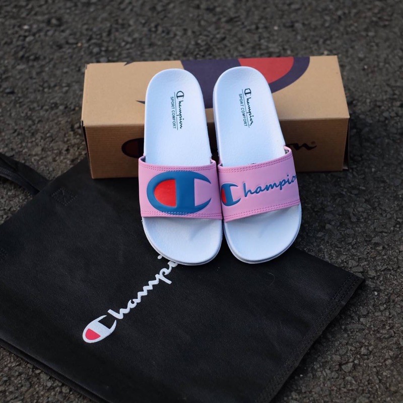 Jual CHAMPION SLIDES SCRIPT LOGO “WhitePink” | Shopee Indonesia