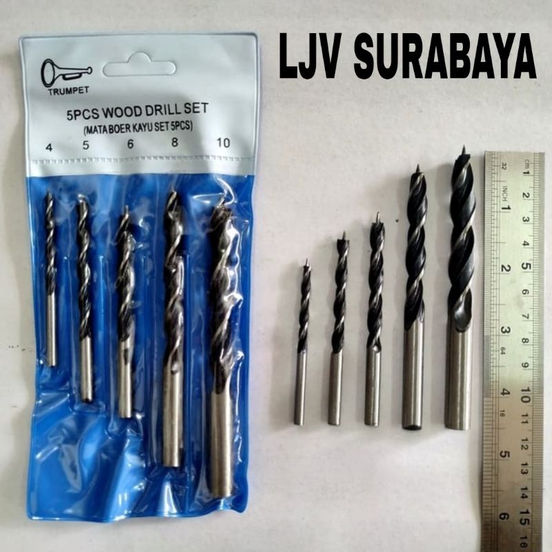Jual 5 pcs Mata Bor Kayu Set / Wood Drill 1 Set isi 5 pcs | Shopee ...