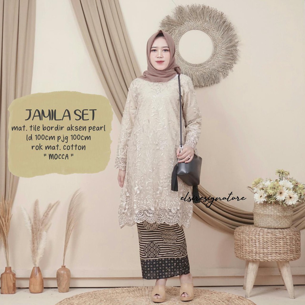 Jual ( Ready Jumbo ) Raya Tule Pearl Tunic Brokat Tule Murah Set Kebaya ...