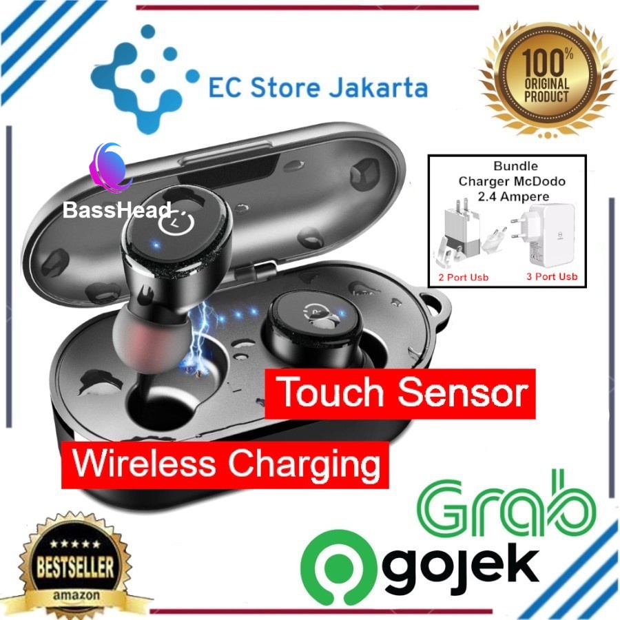 Jual TOZO T10 Bluetooth 5.0 Wireless Earbuds with Wireless Charging ...