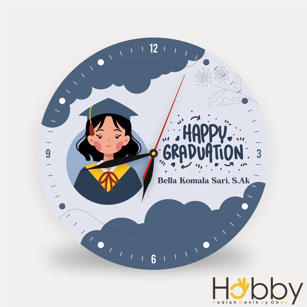 Jual JAM DINDING CUSTOM UNIK NAMA CARTOON KADO GRADUATION KAYU HADIAH ...