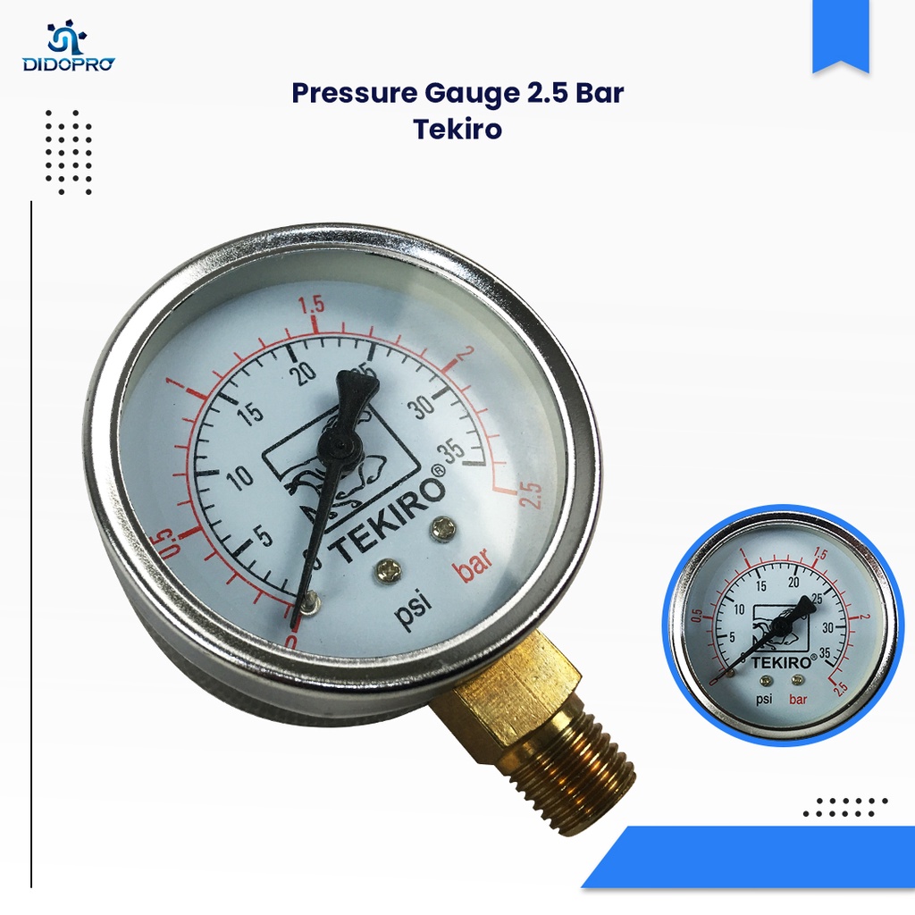 Jual Manometer 2.5 kg TEKIRO Pressure Gauge 2,5 bar 2.5kg Mano Meter ...