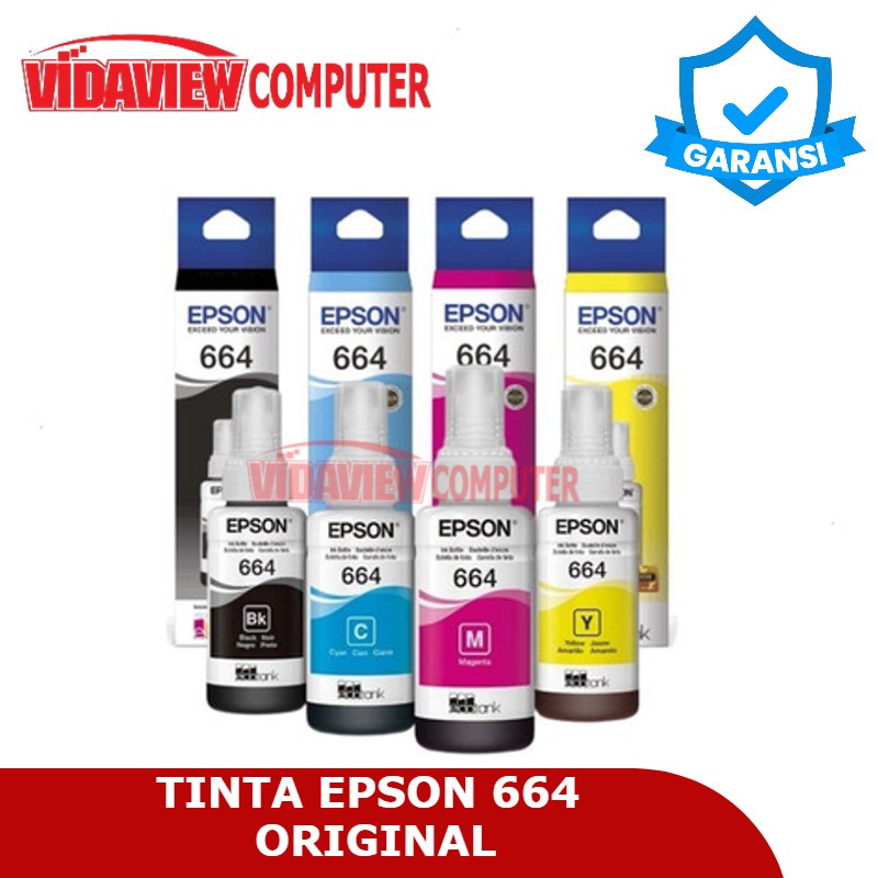 Jual TINTA EPSON 664 BLACK, CYAN, MAGENTA, YELLOW 70ML ORIGINAL FOR USE PRINTER L100/L110/L120 ...