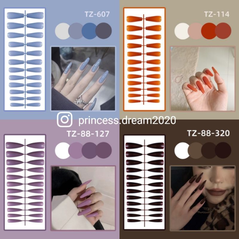 Jual Fake Nail Art Polos Panjang Party Event Wedding Kuku Palsu 24pcs ...