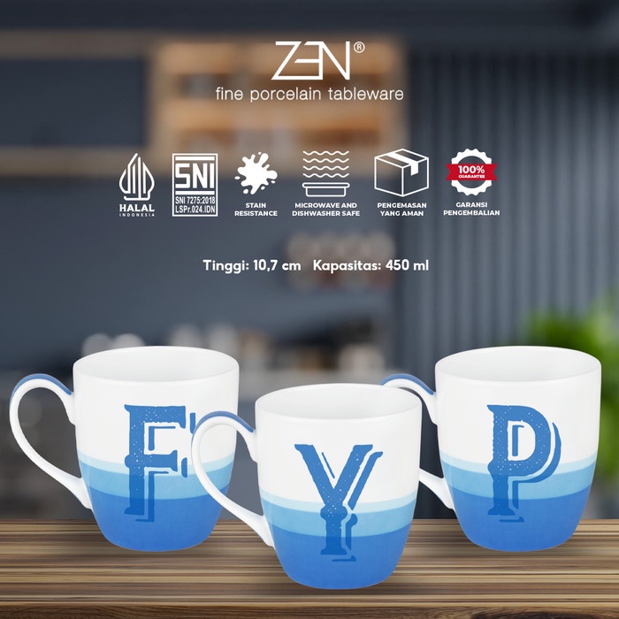 Jual ZEN Mug/Gelas Keramik Alphabet Blue | Shopee Indonesia
