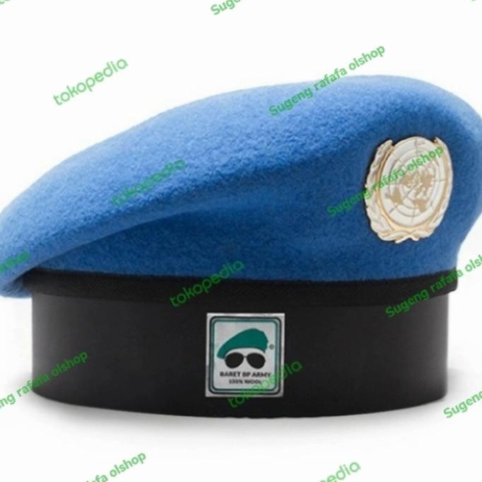 Jual Topi Baret PBB UN + Emblem / Baret Kacamata PBB UN | Shopee Indonesia