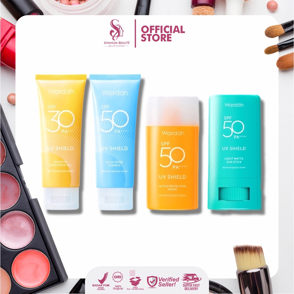 Jual Wardah UV Shield Sunscreen | Gel SPF 30 PA+++ | Essence SPF 50 PA ...