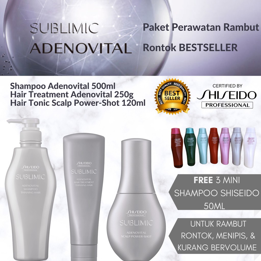 Jual Paket Perawatan Rambut Rontok Shiseido Sublimic Adenovital Shampoo Conditioner dan Hair ...