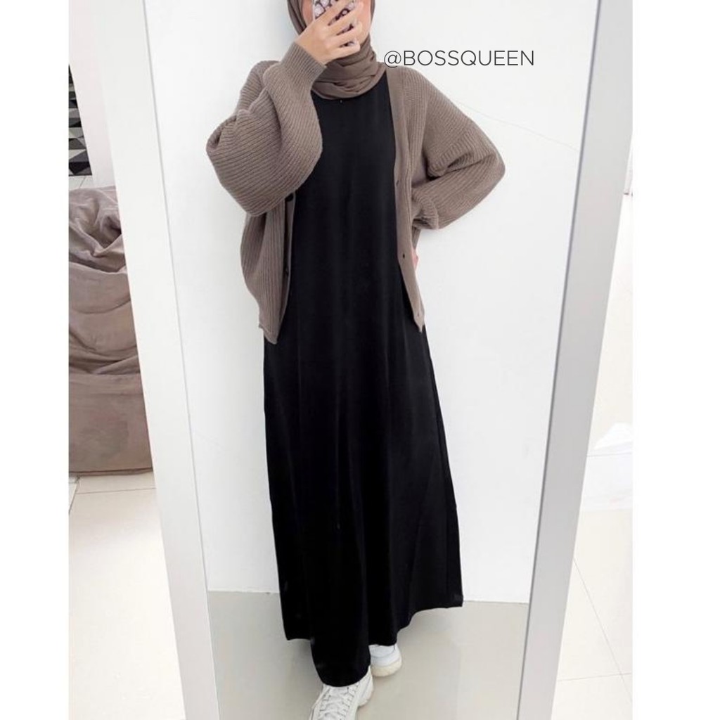 Jual LONG DRESS TANPA LENGAN POLOS / INNER DRESS LEHER U PANJANG BAHAN ...