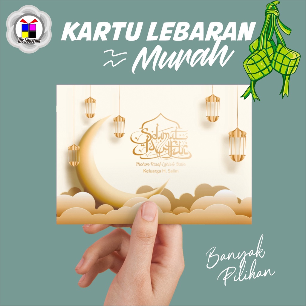 Jual KARTU UCAPAN LEBARAN custom tulisan / idul fitri eid mubarak ...