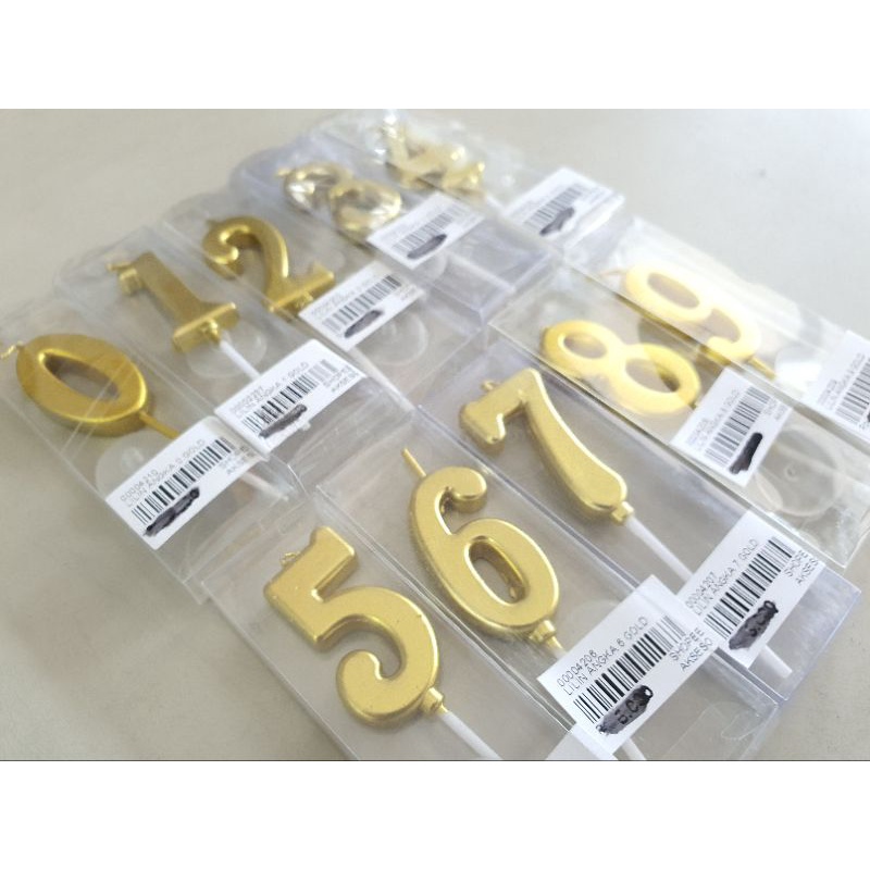 Jual Lilin Angka Ulangtahun 0 - 9 / Lilin Angka Gold 0 - 9 (Nomor ...